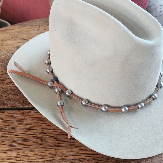 Steel Bead & Leather Cowboy Hat Band – RudyBlu